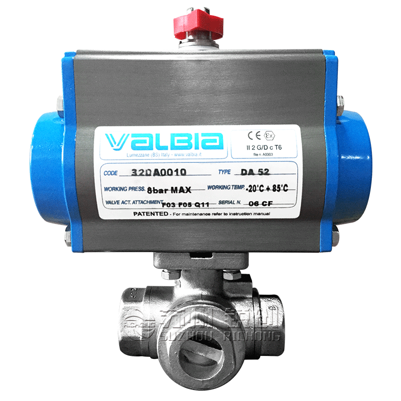 意大利 VALBIA 气动三通内牙球阀